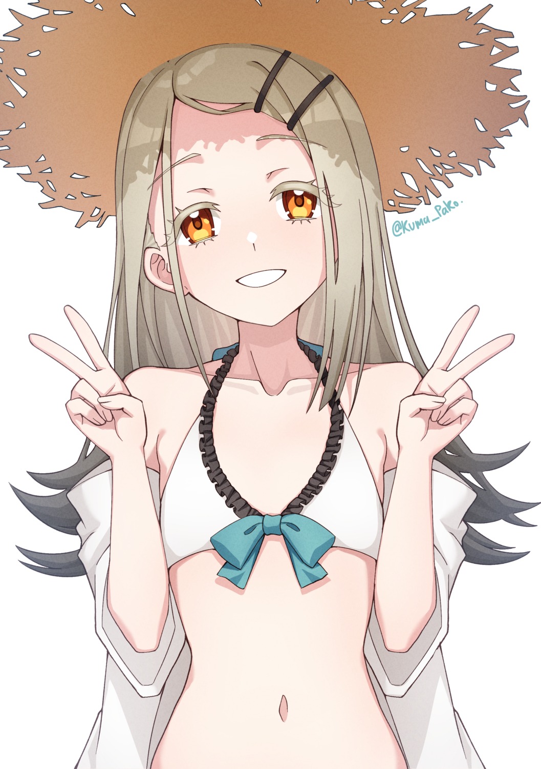 kuma pako gakuen idolm@ster the idolm@ster shinosawa hiro bikini top open shirt swimsuits ...